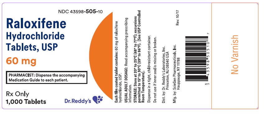 NDC 43598-505 Raloxifene Hydrochloride Tablet, Film Coated Oral
