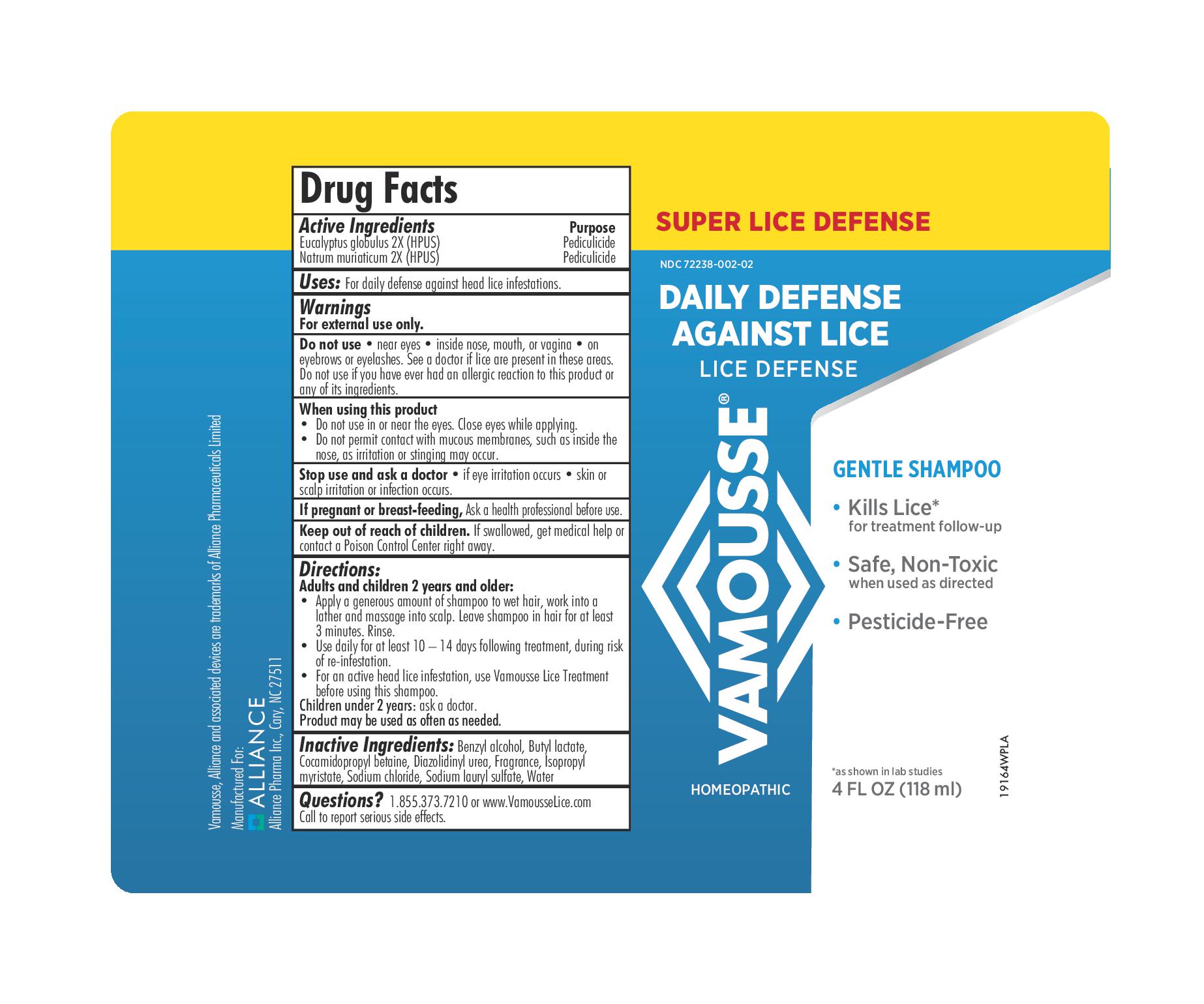 Vamousse Lice Defense Product Images - NDC 72238-002