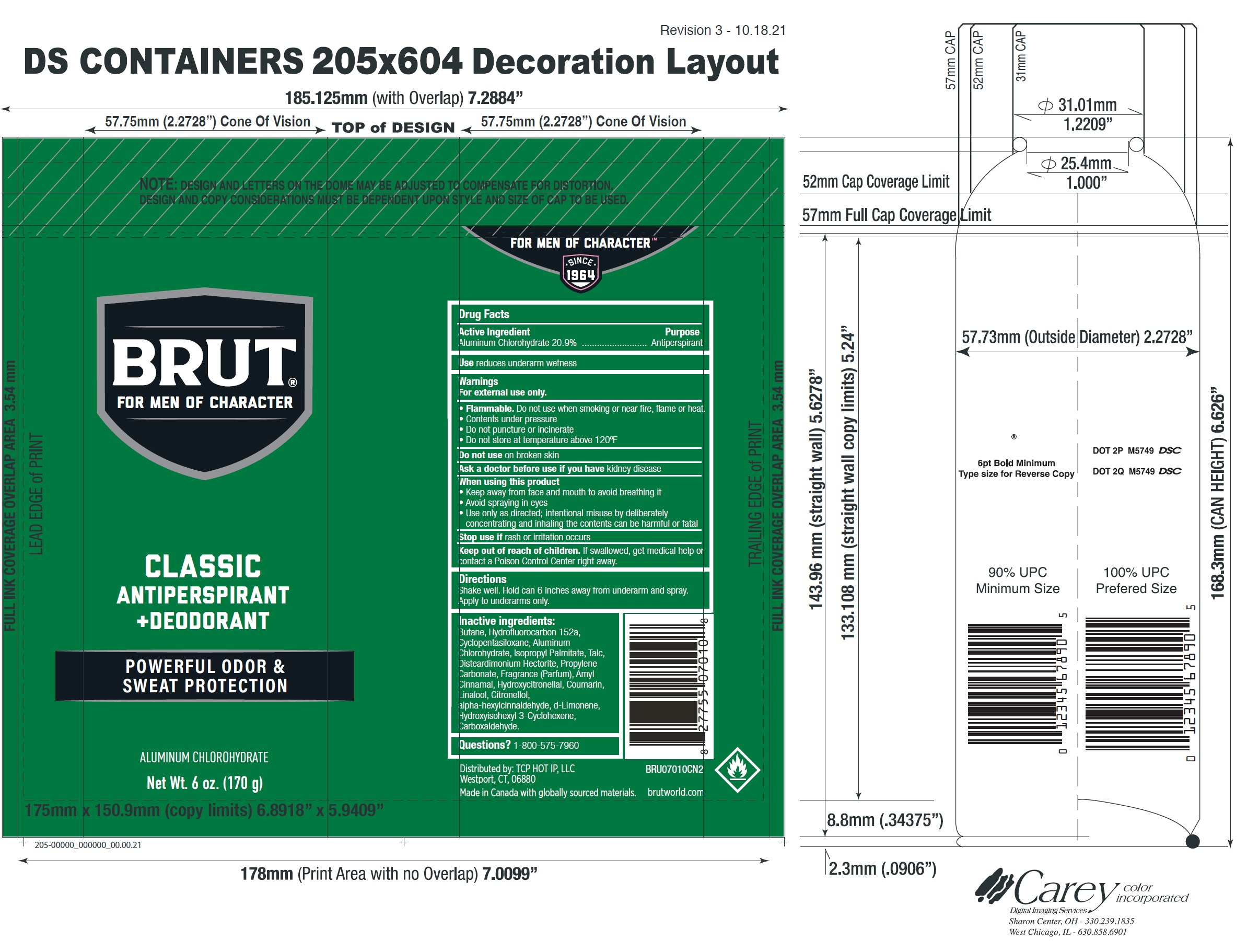 FDA Label for Brut Classic Antiperspirant And Deodorant Aerosol, Spray ...