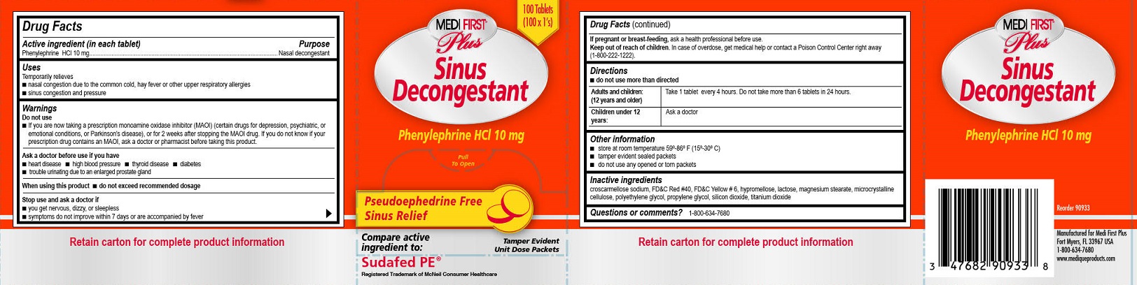 Medi-first Sinus Decongestant Images Phenylephrine Hydrochloride Tablet ...