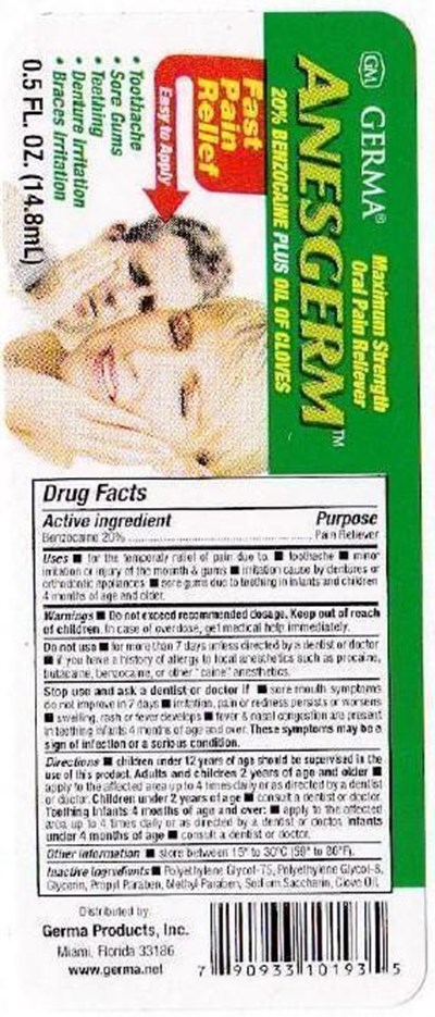 Anesgerm FDA Label - NDC 10095-001