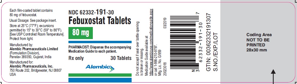 NDC 62332-190 Febuxostat Febuxostat