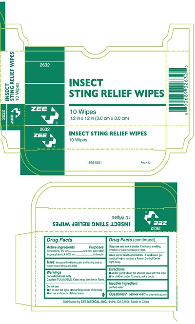 FDA Label for Insect Sting Relief Wipes - Indications, Usage & Precautions