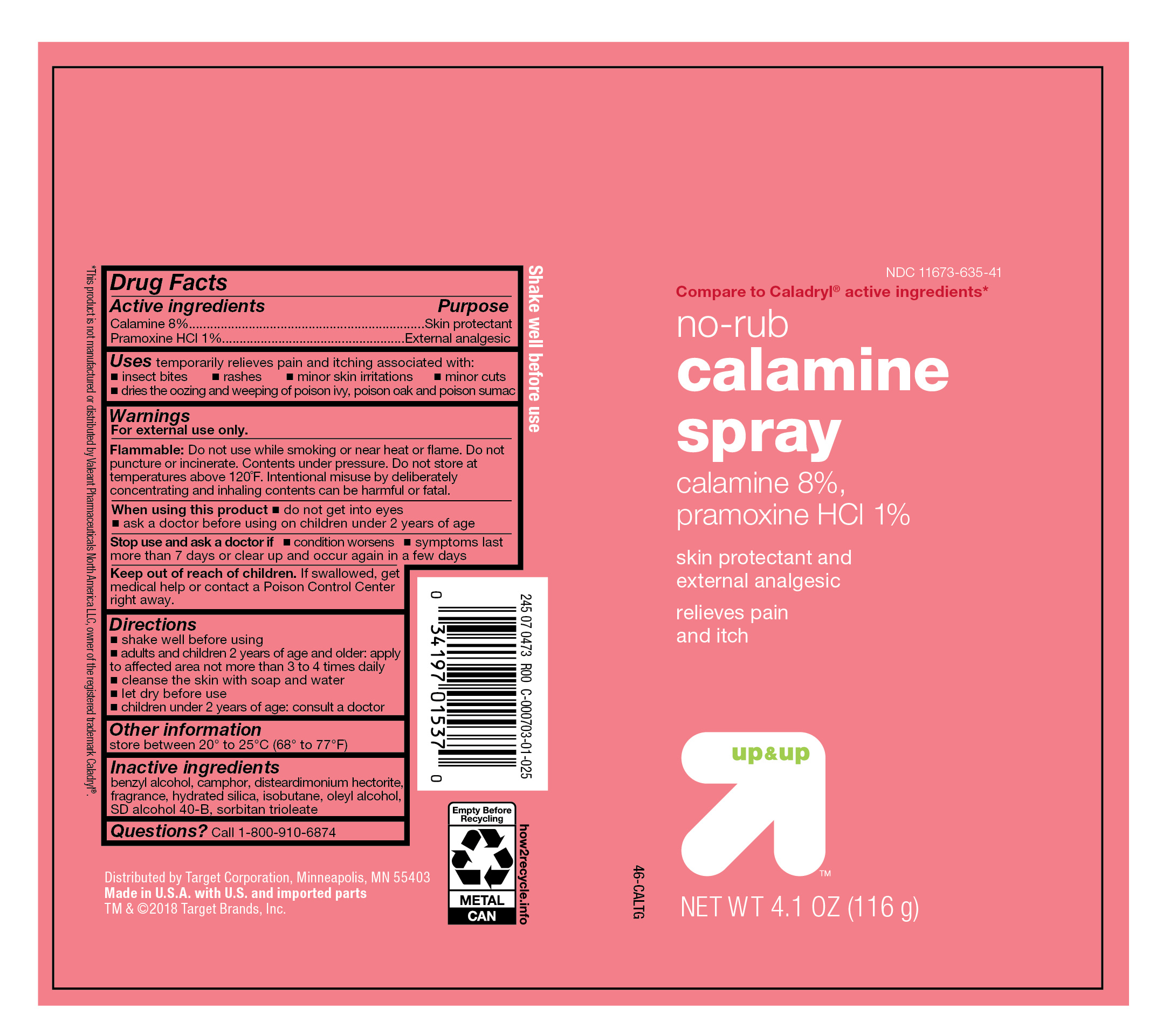 NDC 11673-635 Calamine Plus Pramoxine Hcl Aerosol, Spray Topical