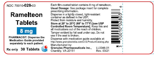 Ramelteon Tablet- Images NDC70010-028