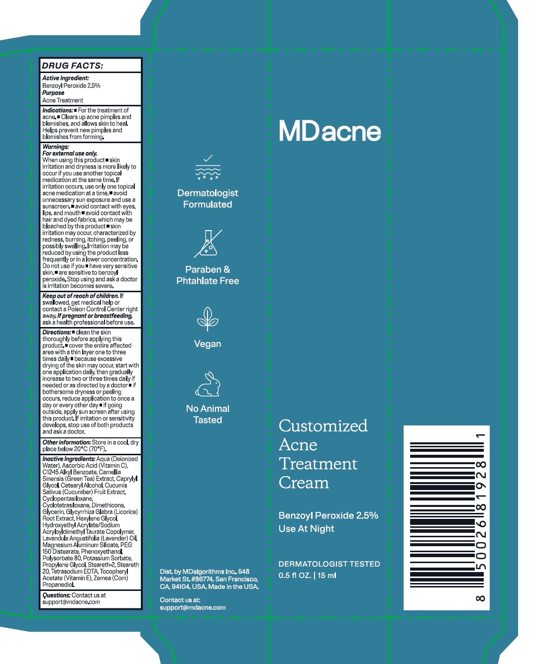 Mdacne Customized Acne Treatme FDA Label - NDC 71804-531