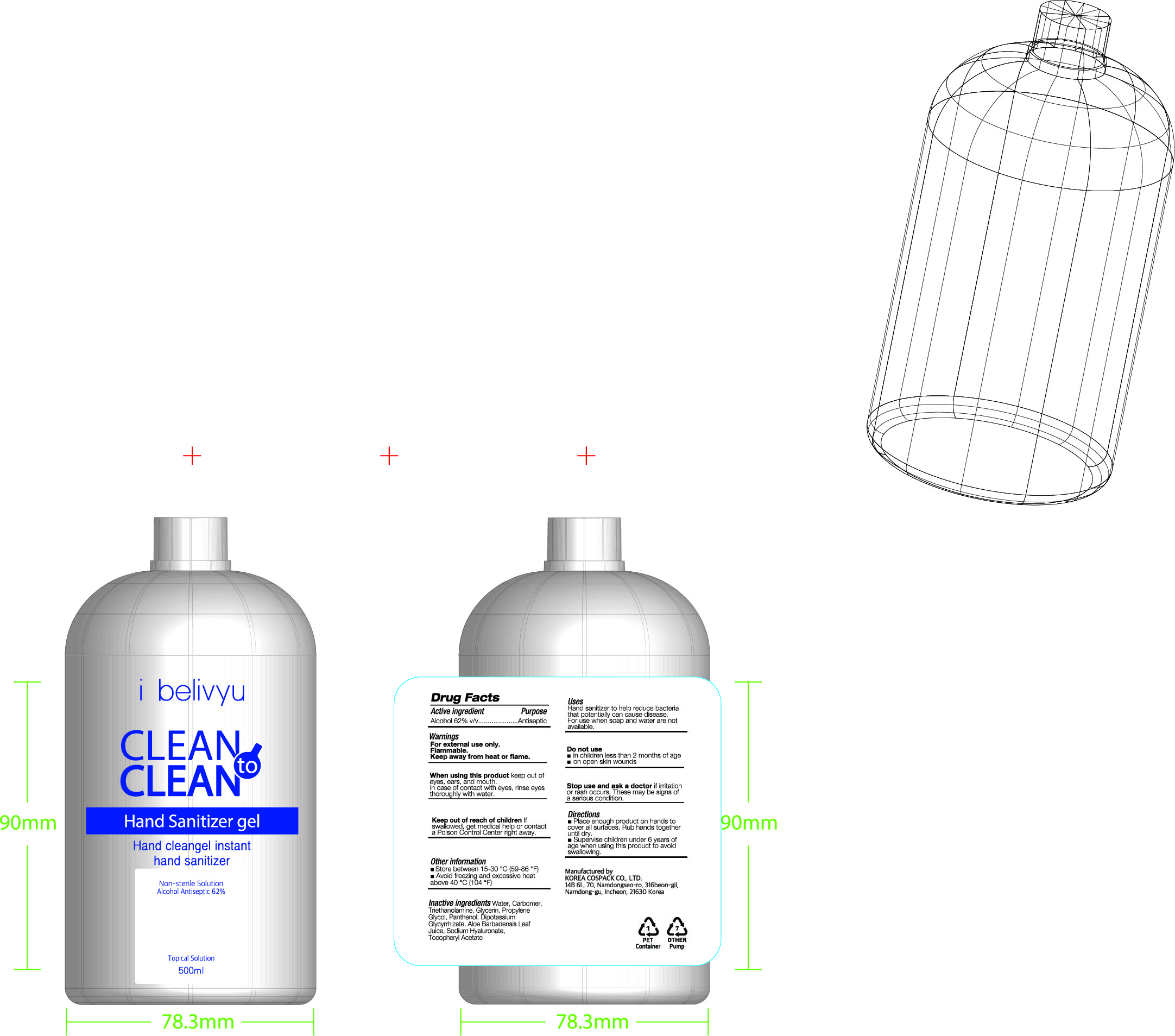 Clean To Clean Hand Sanitizer Gel- Images NDC74064-0500