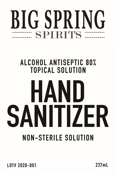 Big Spring Spirits Hand Sanitizer- Images NDC74358-0001