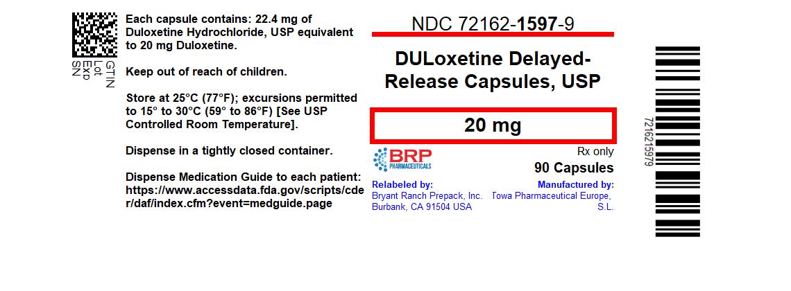 Duloxetine FDA Label - NDC 72162-1597