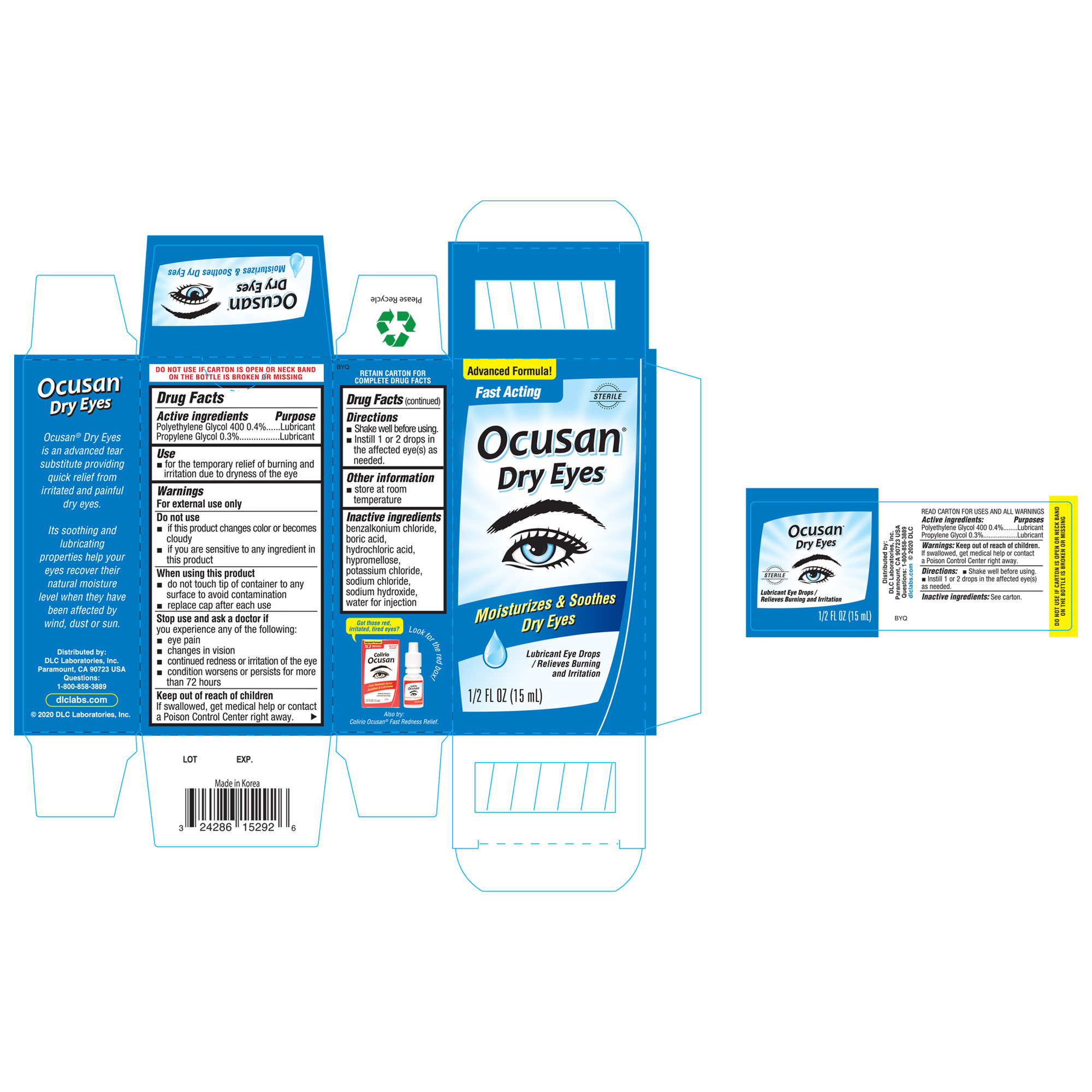 NDC 24286-1292 Ocusan Dry Eyes Liquid Ophthalmic