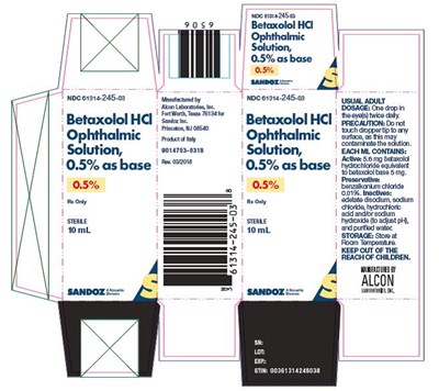 Betaxolol Hydrochloride Solution/ Drops- Images NDC61314-245