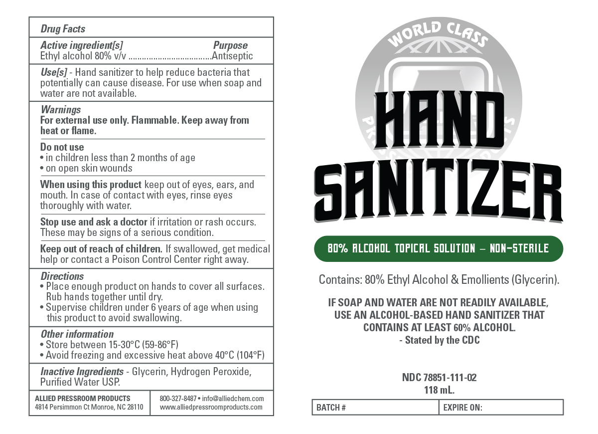 NDC 78851-111 Hand Sanitizer Label Information - Details, Usage ...