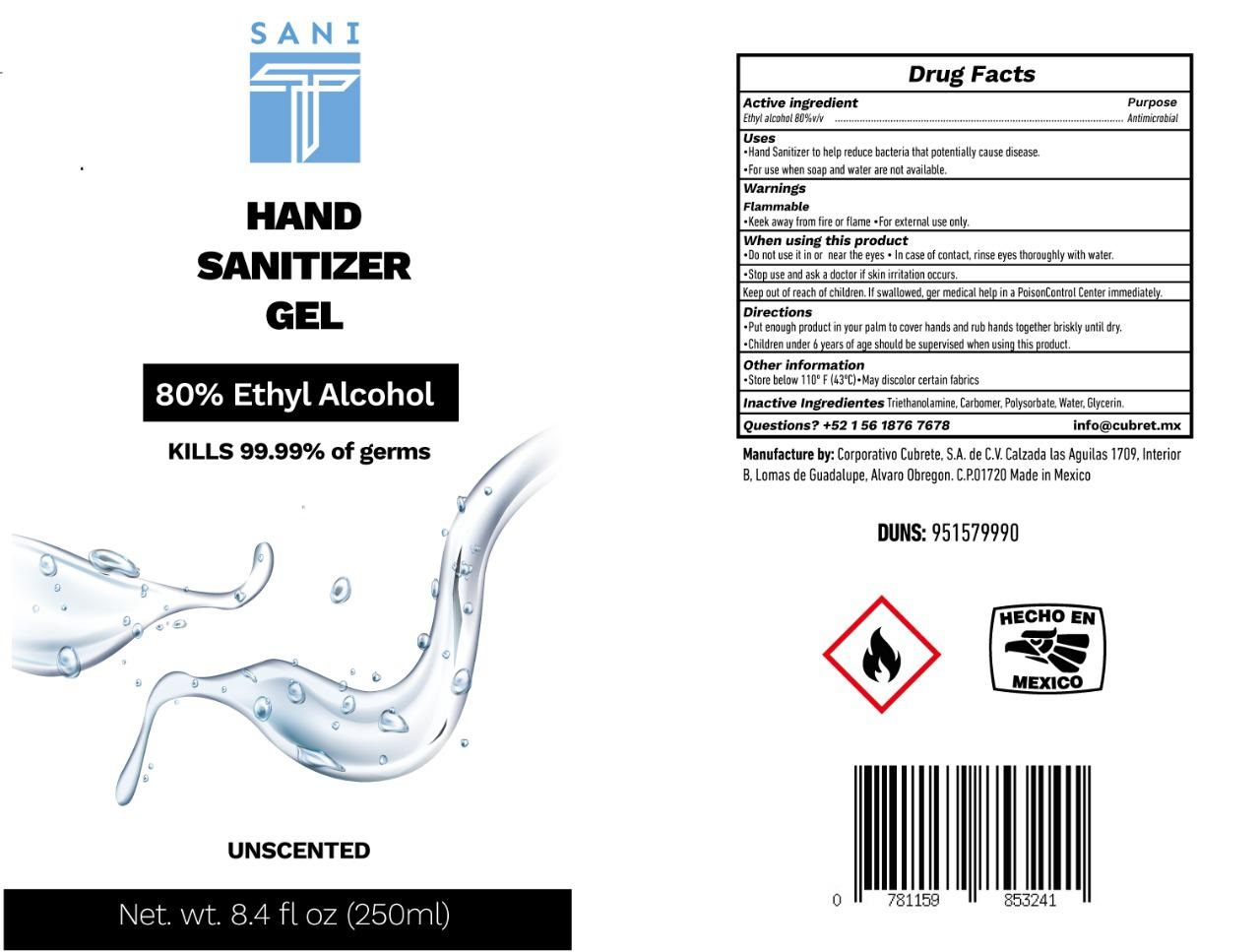 Sani T Hand Sanitizer FDA Label - NDC 79410-002