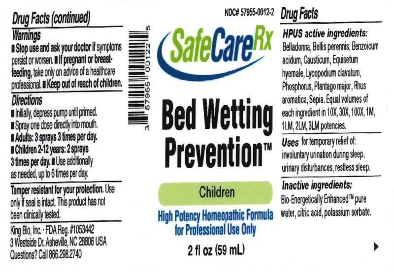 NDC 57955-0012 Bed Wetting Prevention