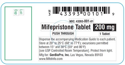 Mifepristone Tablet FDA Label - NDC 43393-001