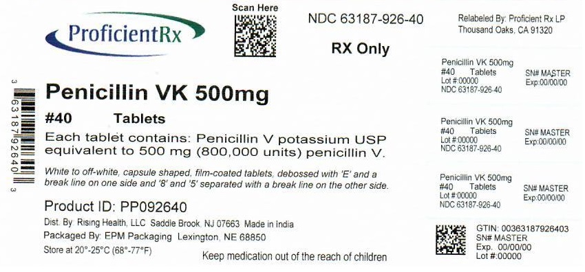 NDC 63187-926 Penicillin V Potassium Tablet, Film Coated Oral