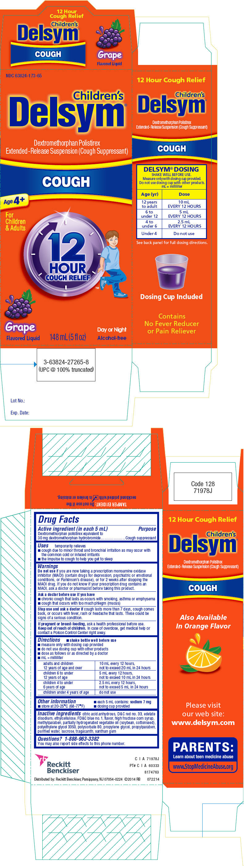 NDC 63824-173 Delsym (dextromethorphan) Dextromethorphan