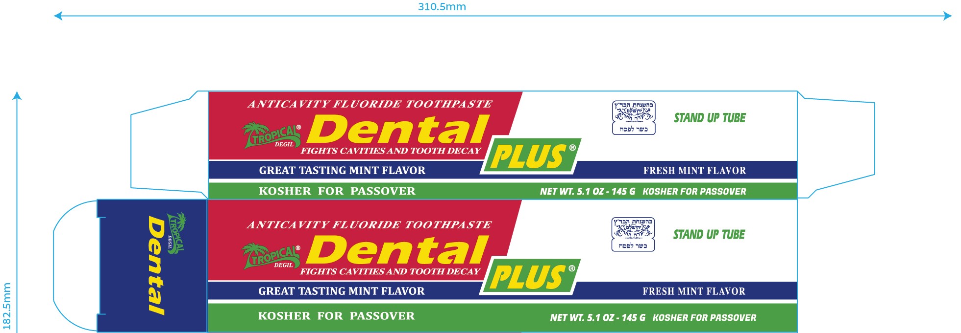 Label Dental Plus Fresh Mint Flavor - Indications, Usage & Precautions