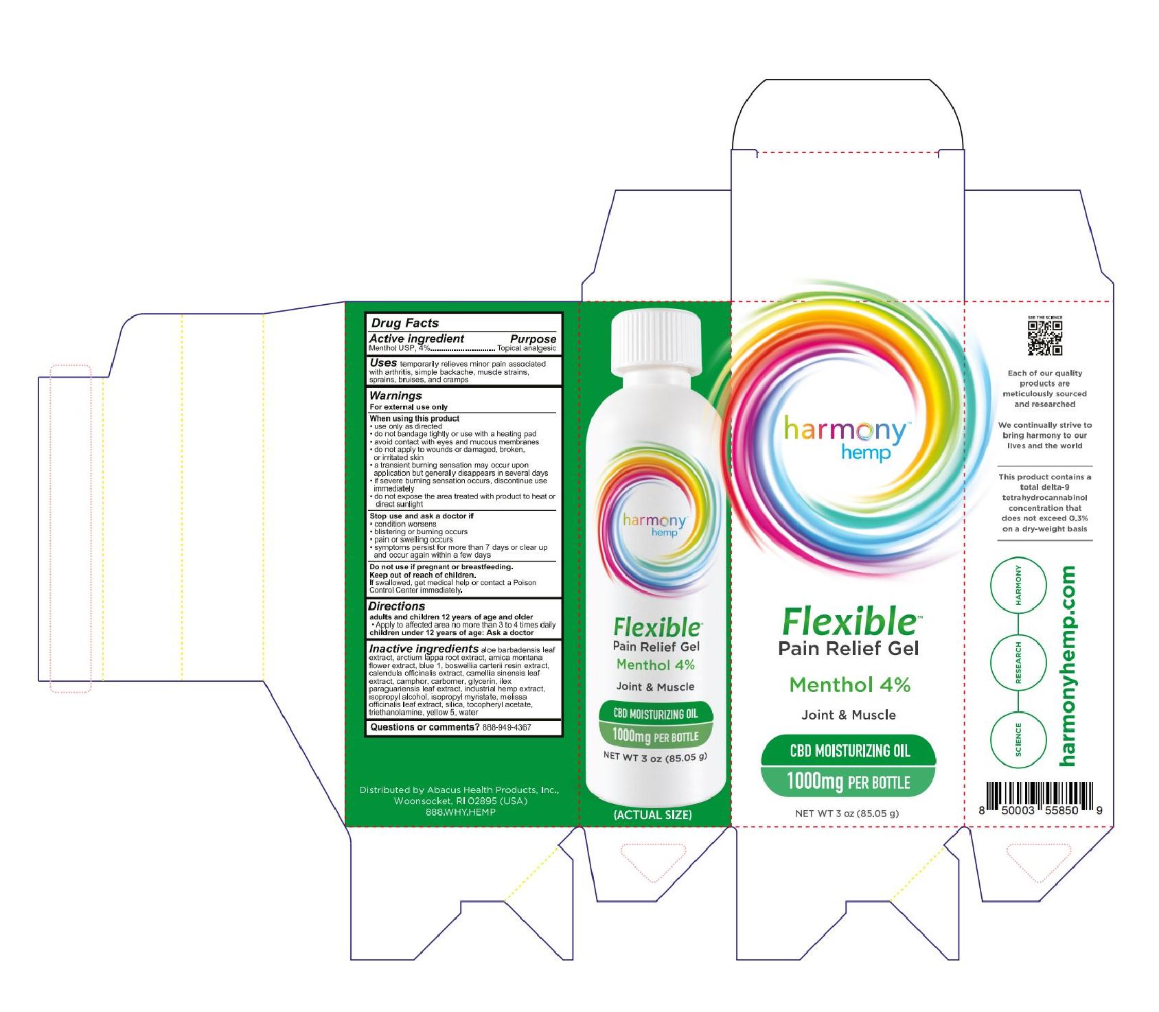 NDC 73096-075 Harmony Hemp Flexible Pain Relief Roll-on 1000 Menthol ...