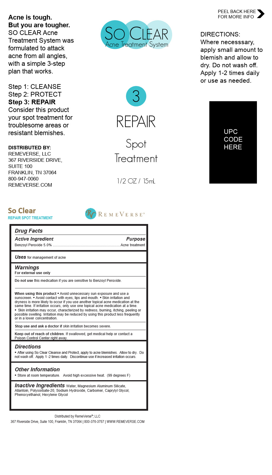 Label So Clear Repair Spot Treatment Liquid Topical - Indications ...