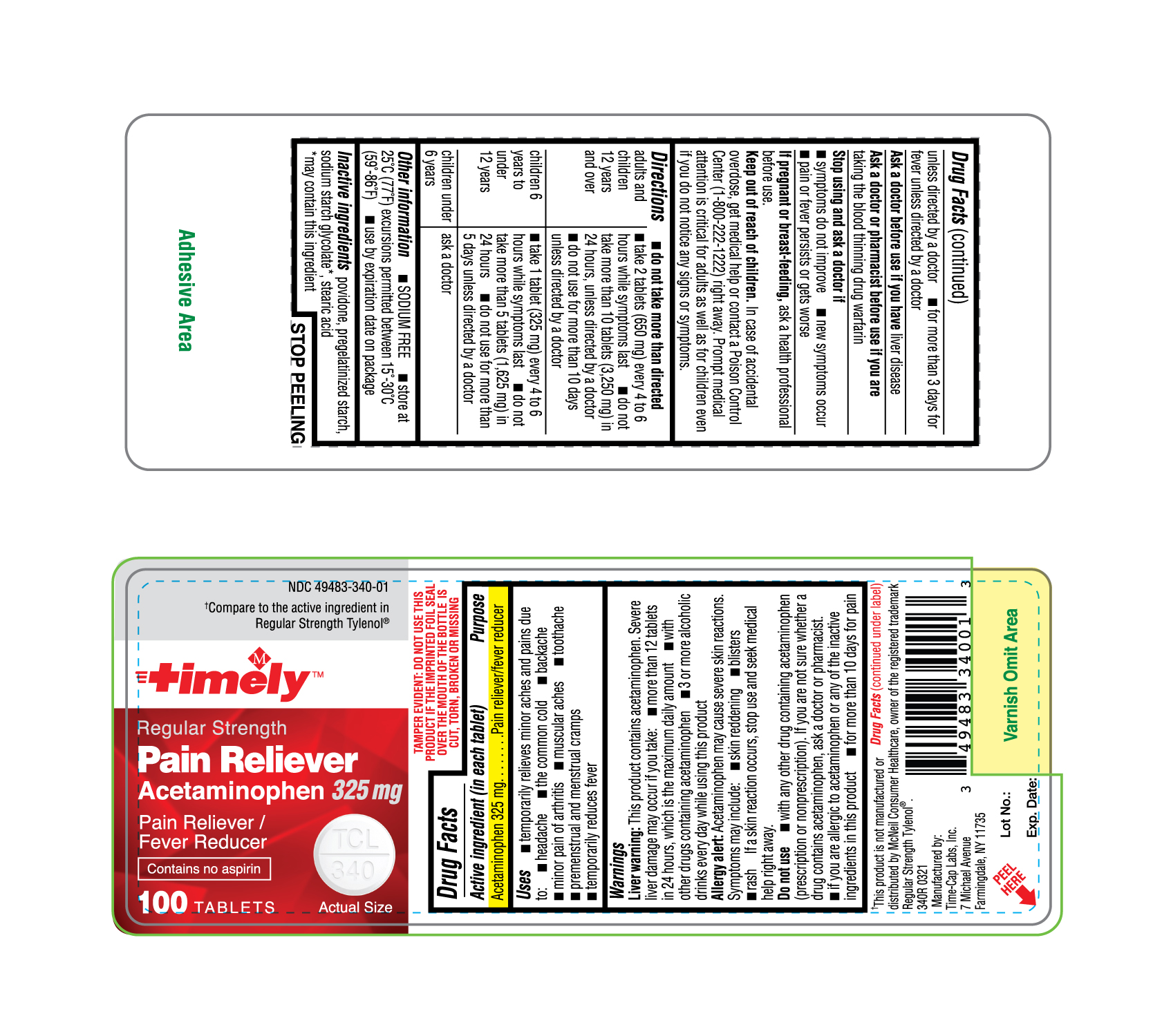 Acetaminophen Tablet- Images NDC49483-340