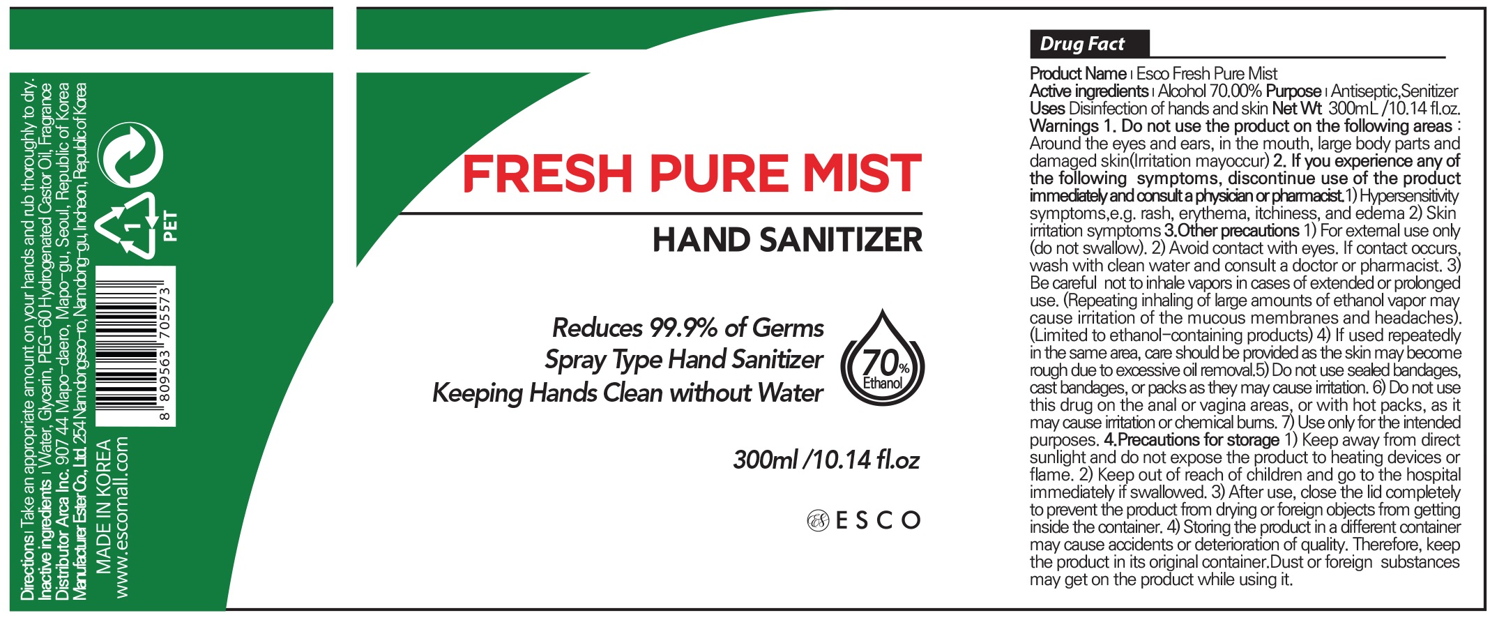 Product Images Esco Fresh Pure Mist Photos - Packaging, Labels & Appearance