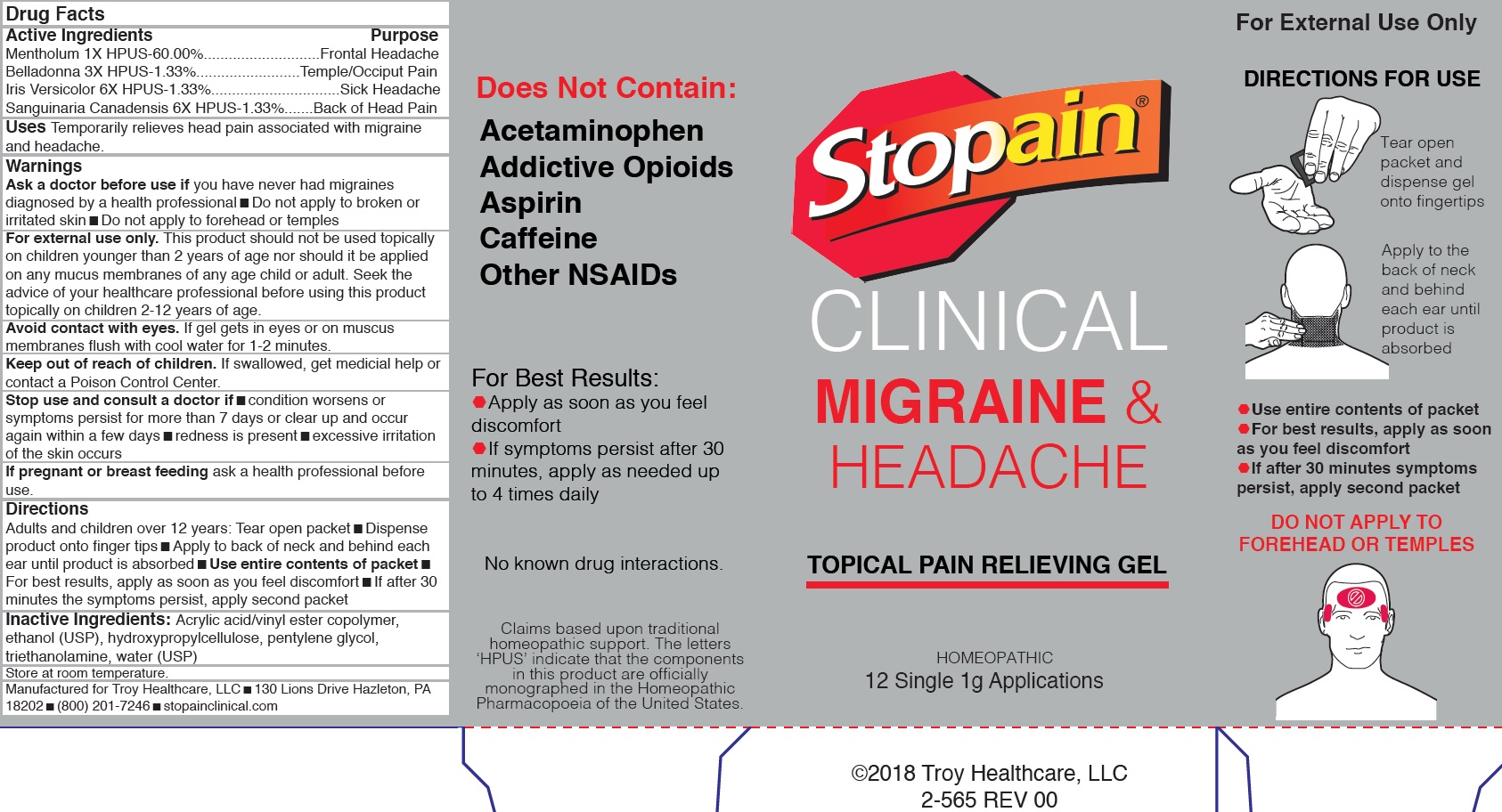 NDC 63936-9700 Stopain Clinical Migraine And Headache Gel Topical