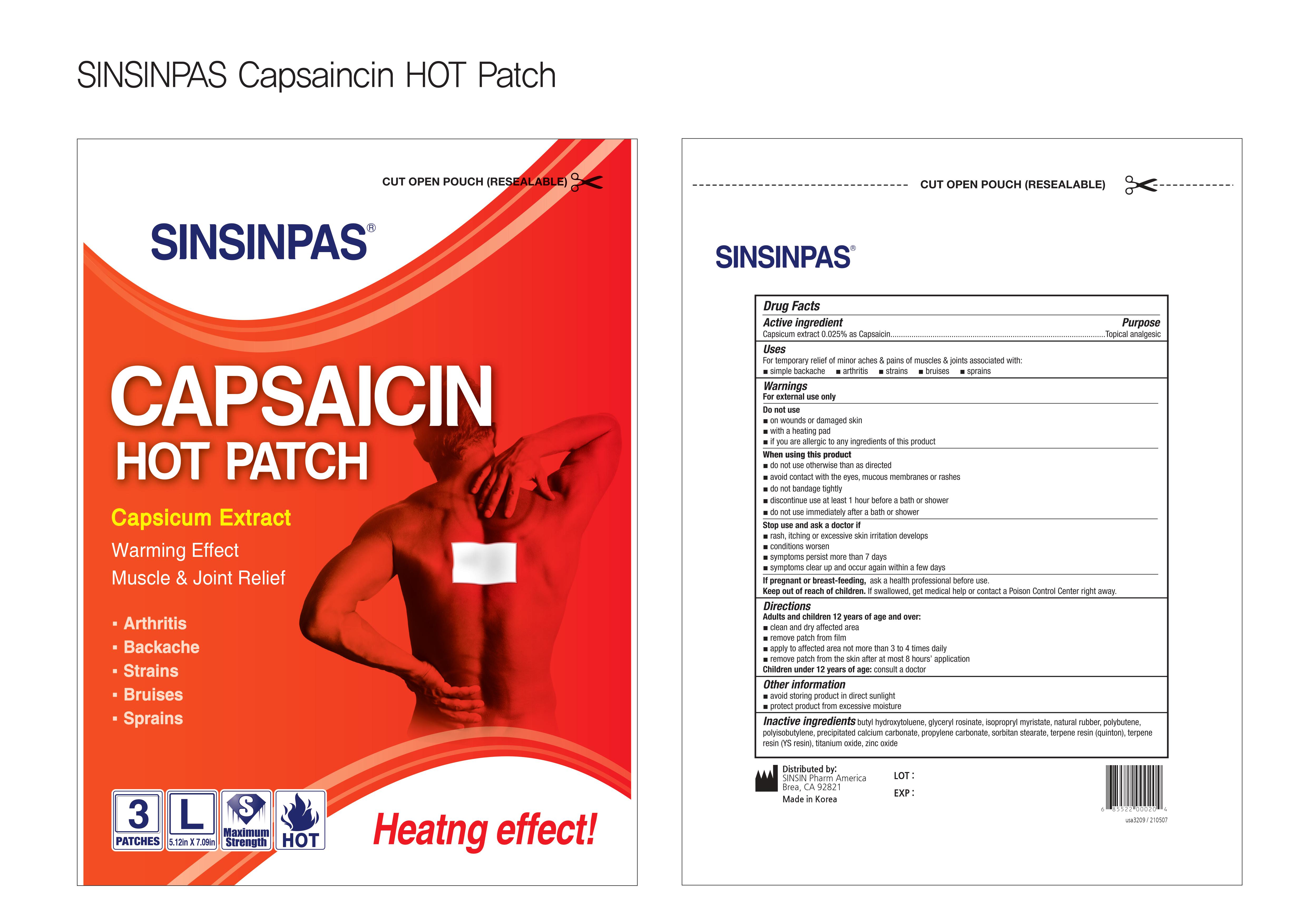 NDC 55264-110 Sinsinpas Hot Large Patch Topical