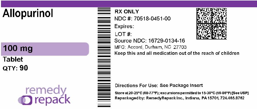 NDC 70518-0451 Allopurinol Tablet Oral Label Information - Details ...