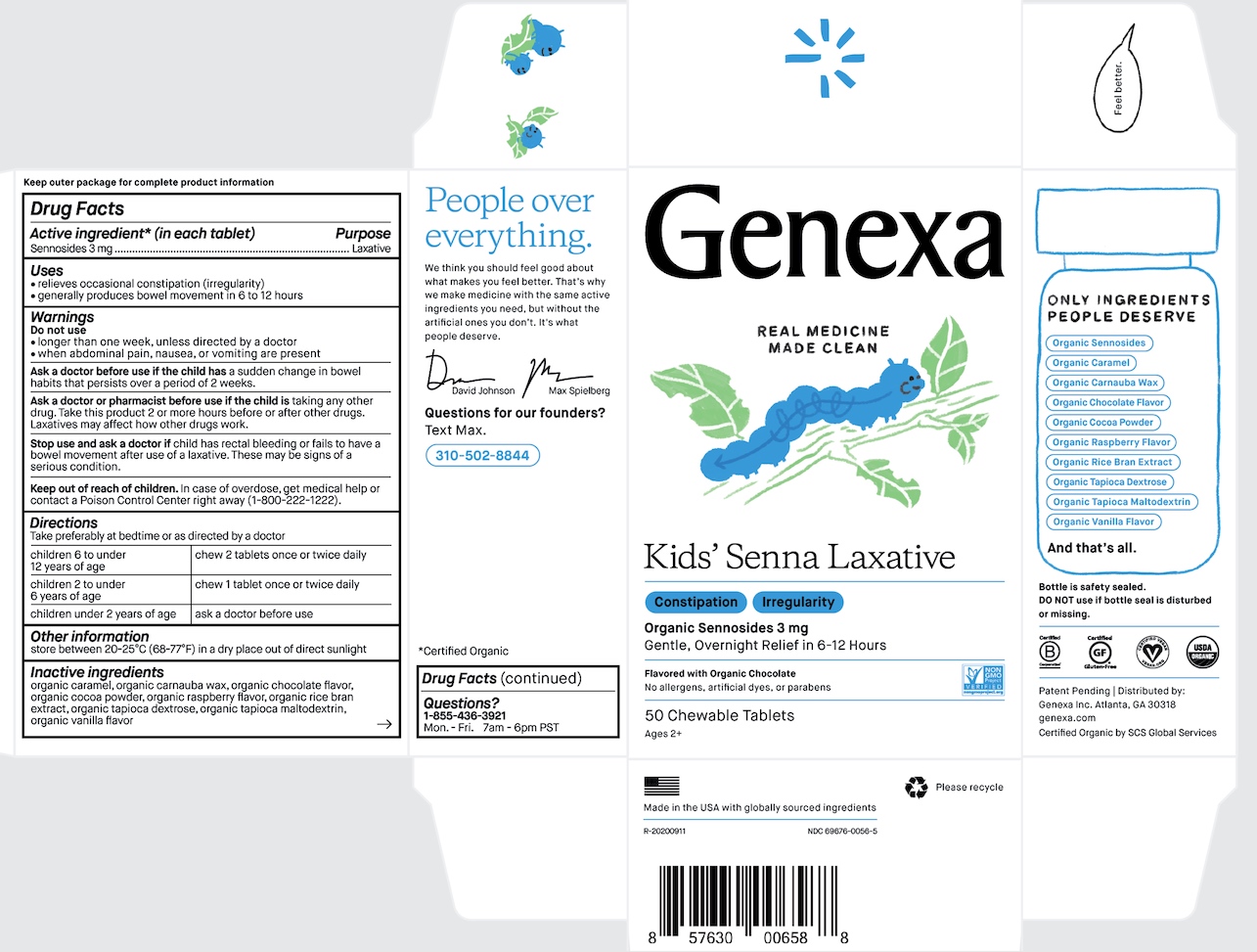 NDC 69676-0056 Genexa Kids Senna Laxative Tablet, Chewable Oral