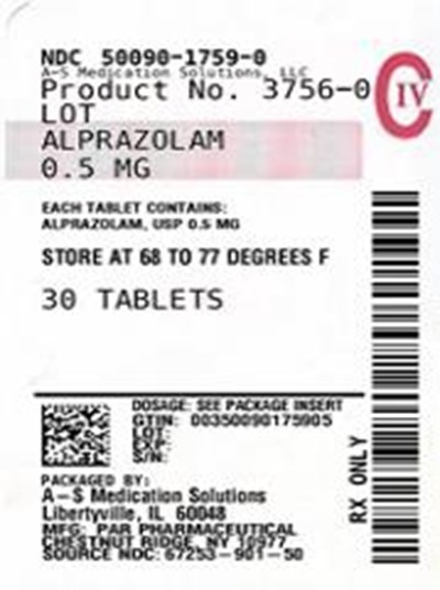 Alprazolam- Images NDC50090-1759