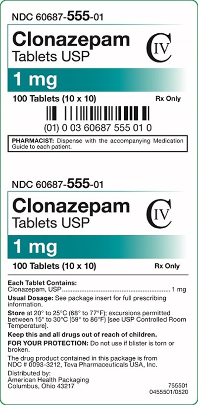 Product Images Clonazepam Photos - Packaging, Labels & Appearance