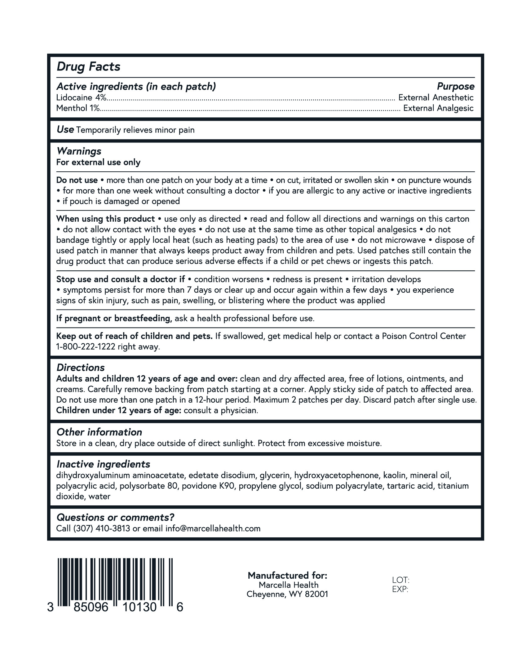 Lidocaine And Menthol Patch Product Images - NDC 85096-101