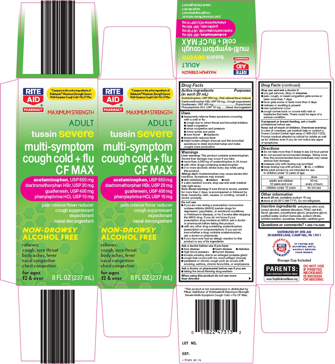 NDC Package 11822-0086-1 Tussin Severe Multi Symptom Cough Cold Plus ...