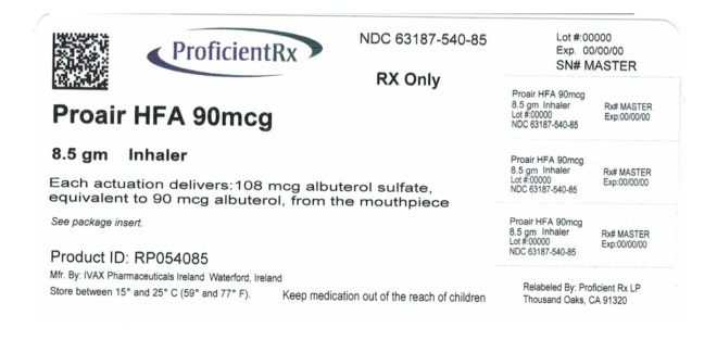 NDC 63187 540 Proair Hfa Albuterol Sulfate