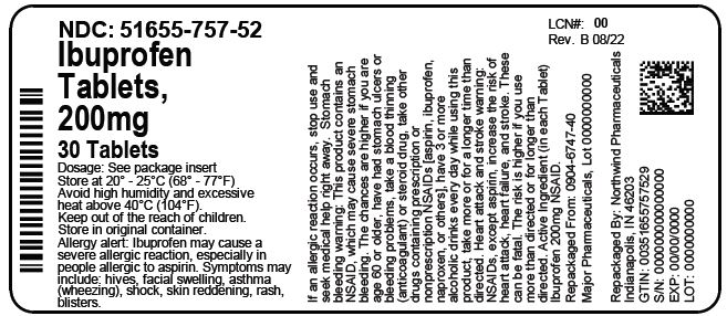NDC 51655-757 Ibuprofen Tablet, Film Coated Oral