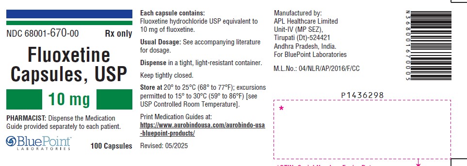 Fluoxetine Capsule Pricing Report - NDC 68001-670-00