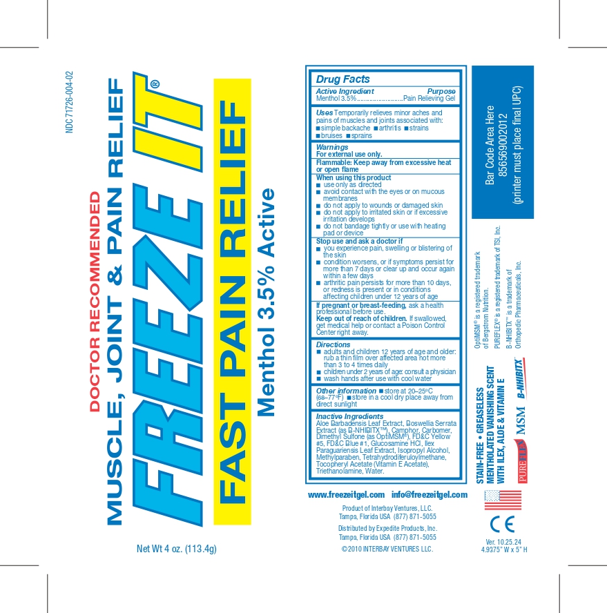 Freeze It Menthol Gel- Images NDC71726-004