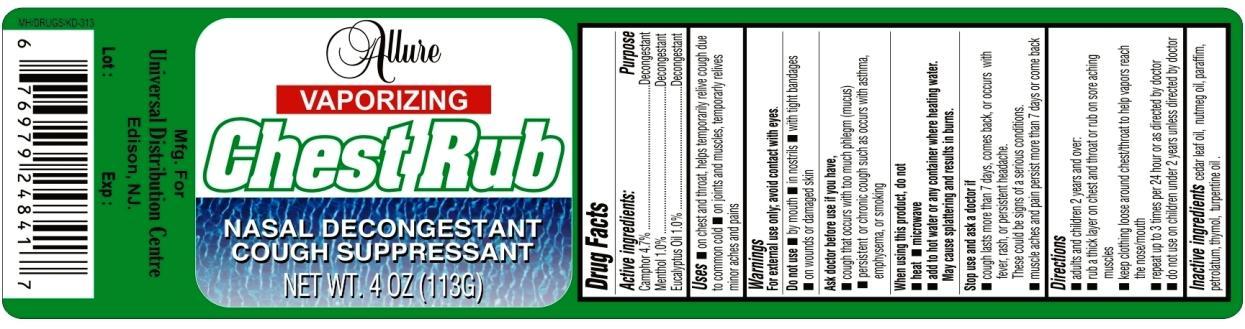 NDC 52000-003 Allure Vaporizing Chest Rub Label Information - Details ...