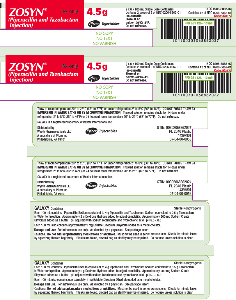 NDC 0206-8862 Zosyn In Galaxy Containers Tazobactam Sodium And ...