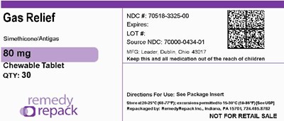 NDC 70518-3325 Leader Gas Relief Tablet, Chewable Oral Label ...