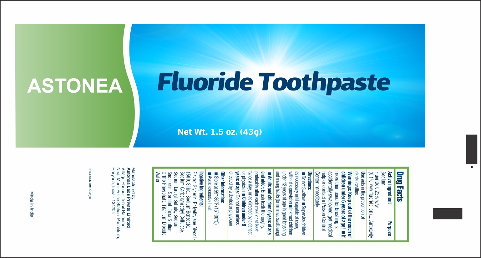 Astonea -sodium Fluoride Product Images - NDC 77338-091
