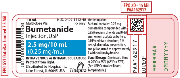 NDC 0409-1412 Bumetanide Bumetanide