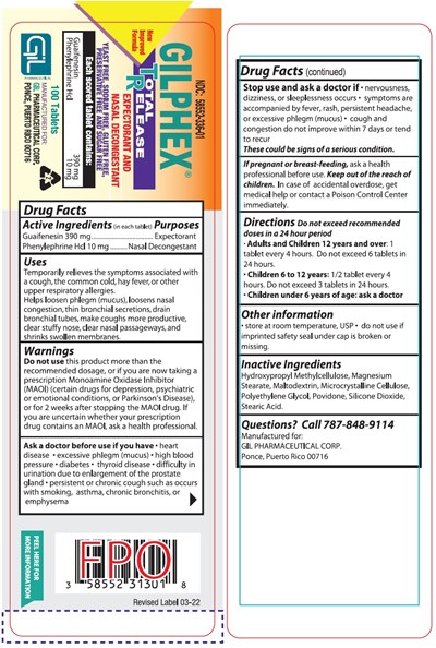 NDC 58552-336 Gilphex Guaifenesin, Phenylephrine Hcl Tablet Oral
