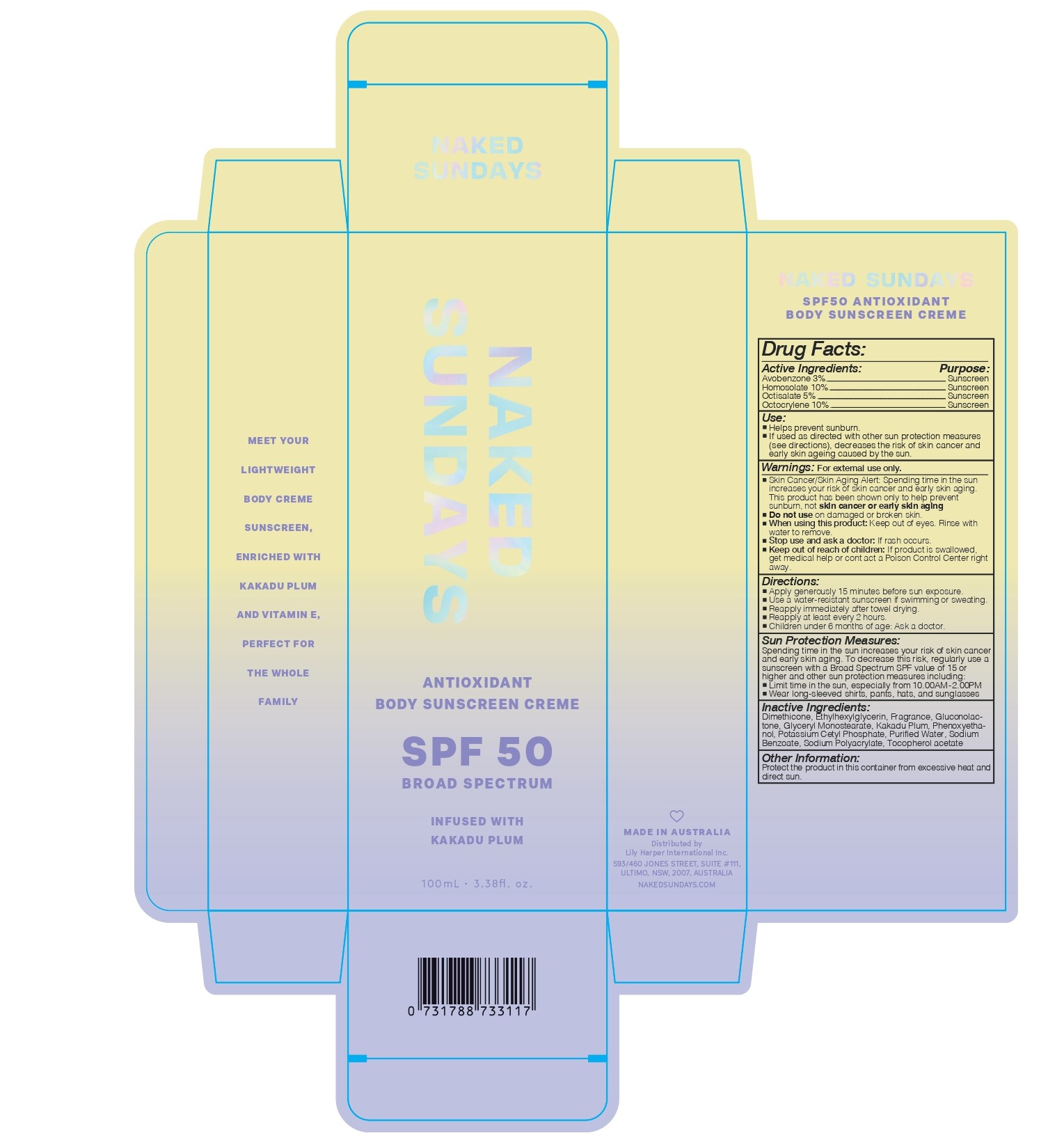 NDC 81104-900 Antioxidant Body Sunscreen Creme Spf50 Broad Spectrum Oil ...