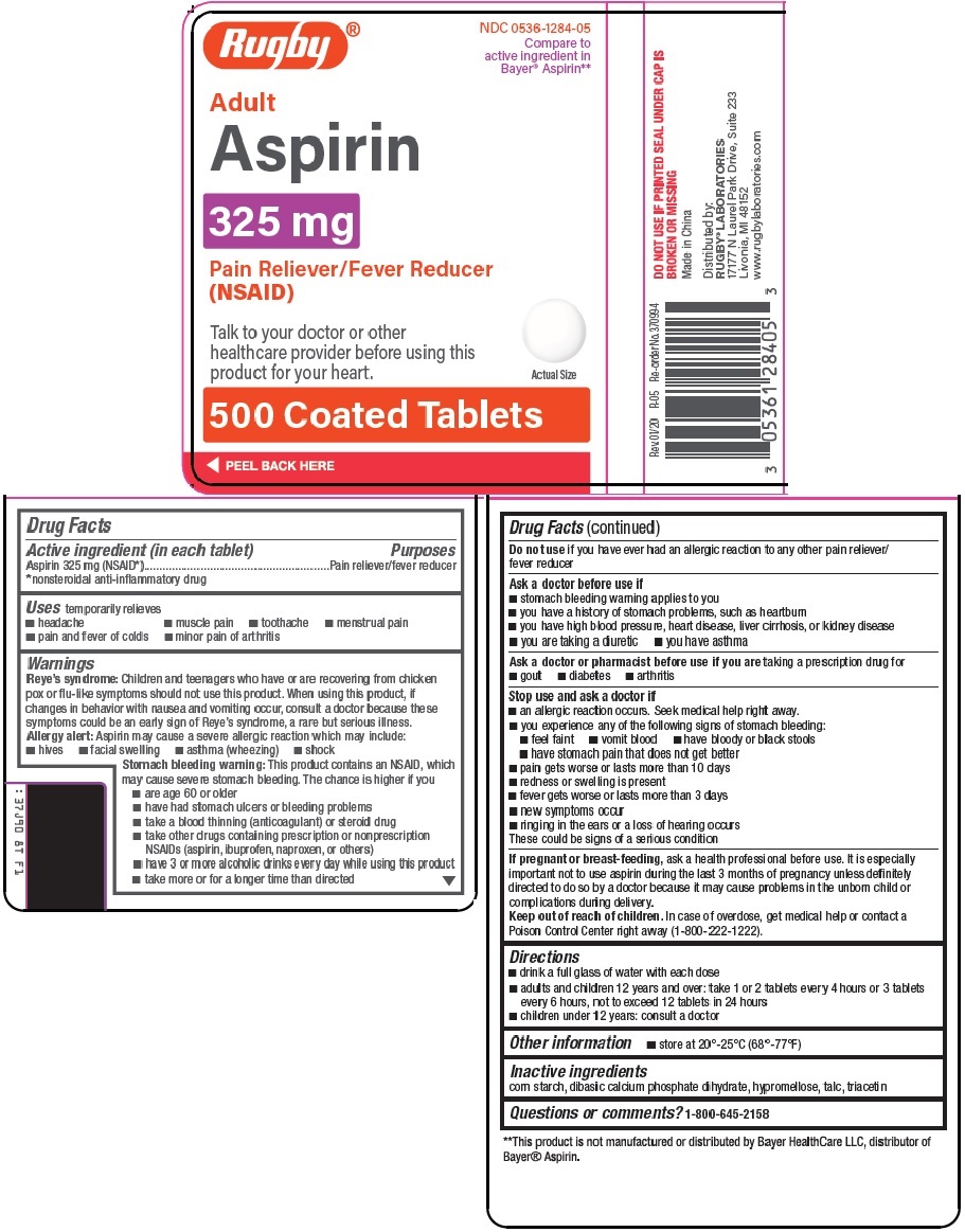 NDC 0536-1284 Rugby Adult Aspirin Tablet, Film Coated Oral
