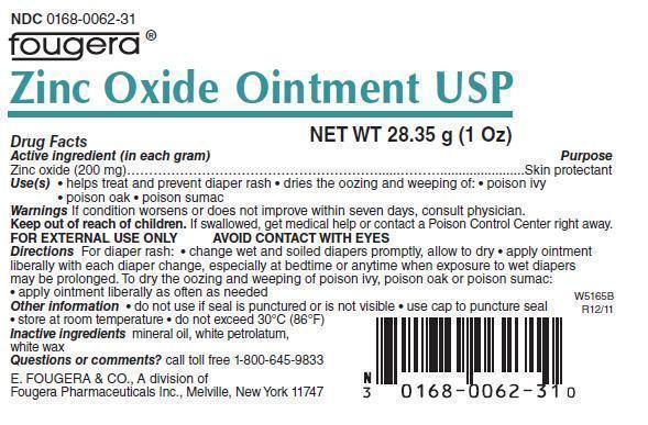 NDC 0168-0062 Zinc Oxide Zinc Oxide