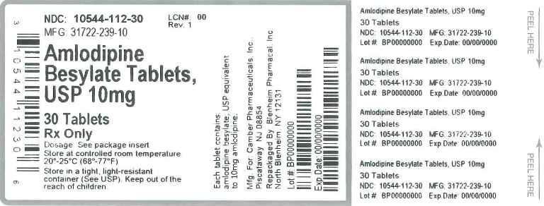 Amlodipine Besylate Product Images - NDC 10544-112