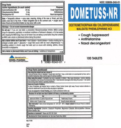 FDA Label for Dometuss-nr Tablet Oral - Indications, Usage & Precautions