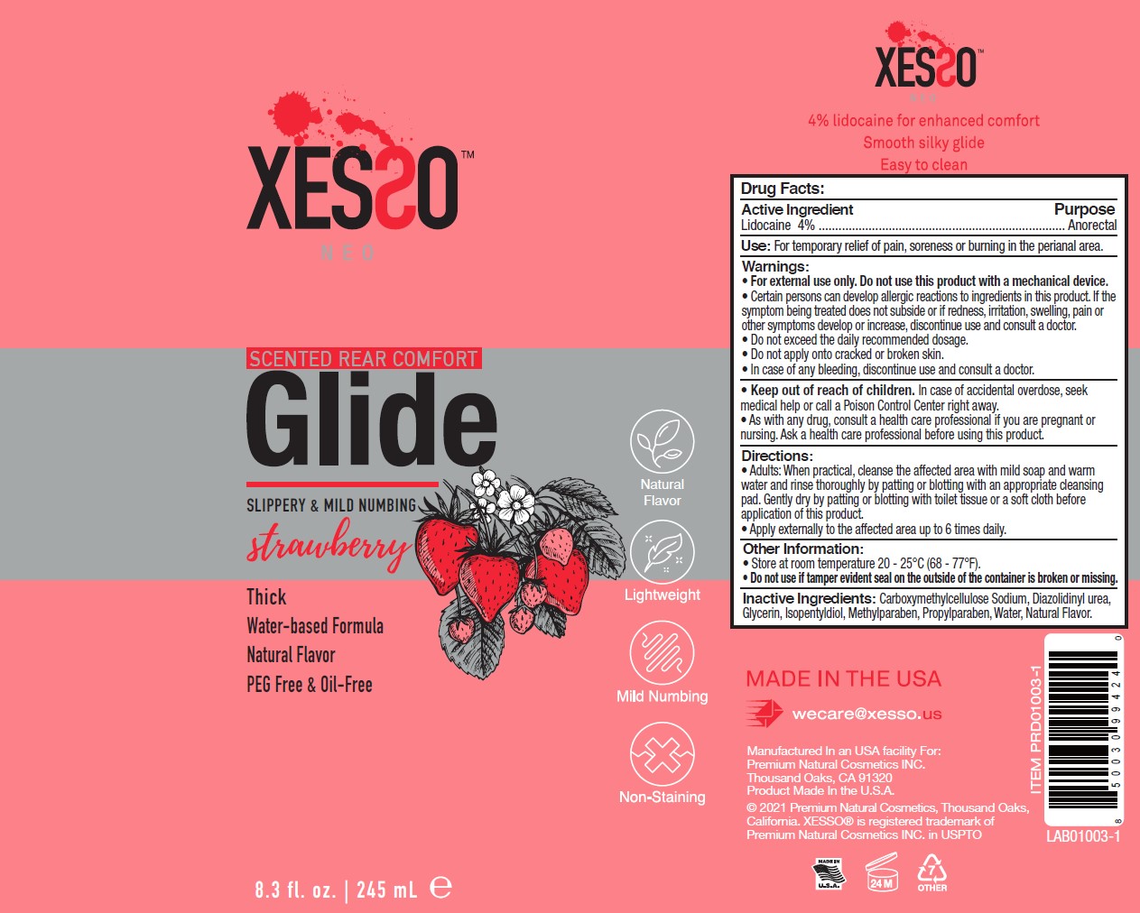 NDC 81777-105 Xesso Strawberry Rear Comfort Glide 4% Lidocaine Gel Rectal